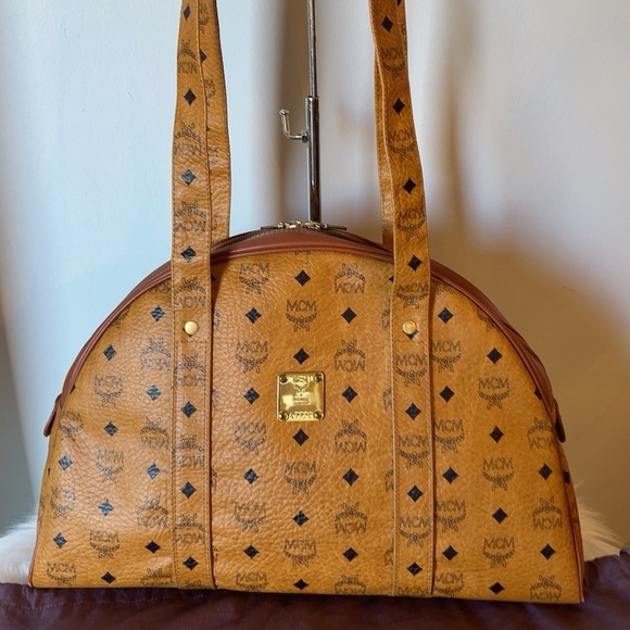 MCM | Bags | Vintage Mcm Brown Monogram Shoulder Bag Bolide Shape ...